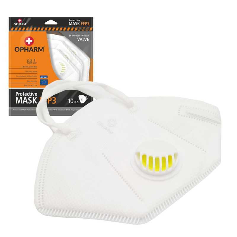 Maska z filtrem ffp3 z zaworkiem Oxyline X 310 SV FFP3 R D kolor biały 10 szt